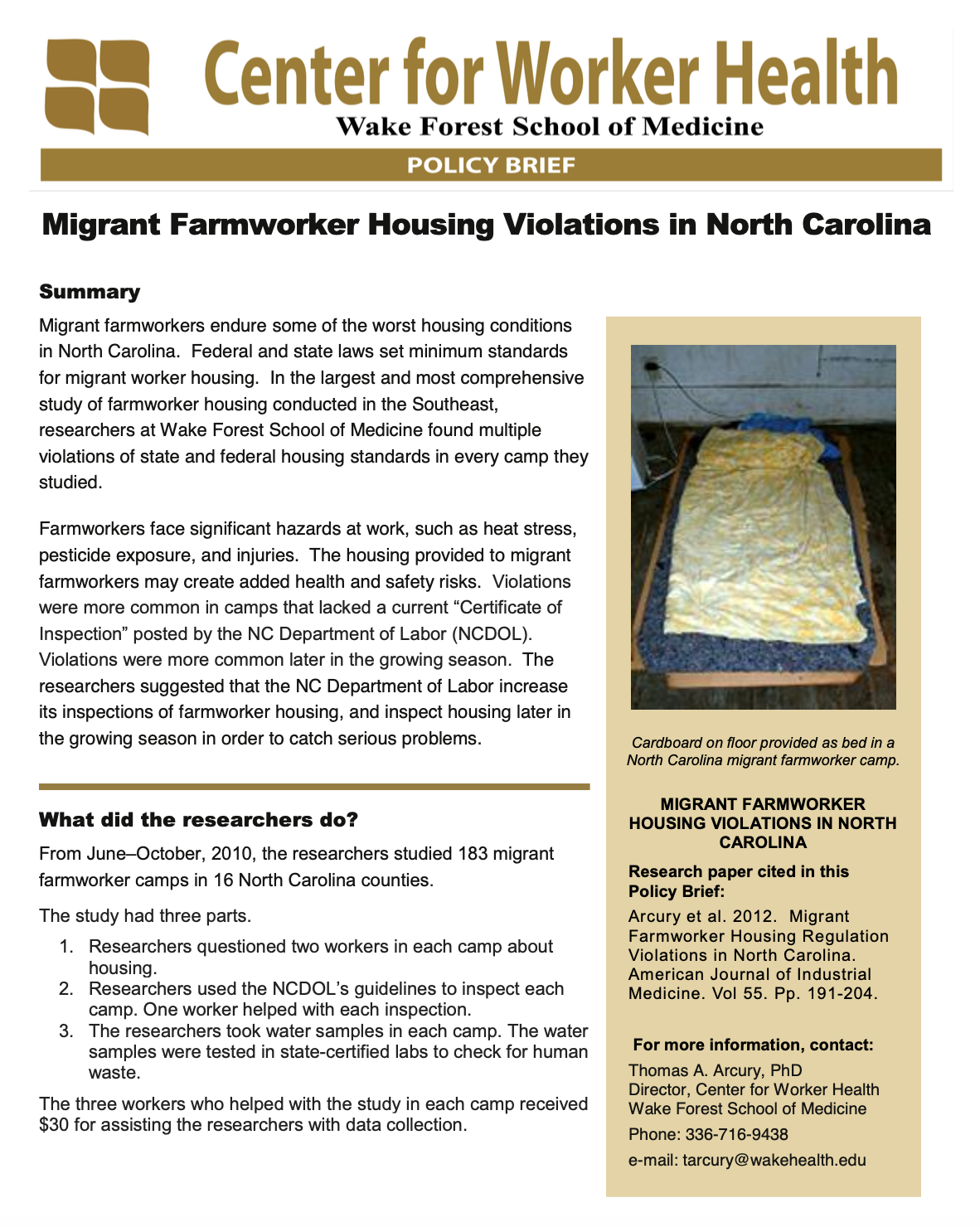 Policy Brief: Housing Violations - Farmworker Advocacy Network